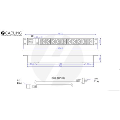 1RU 10A 10 Way C13 Outlet Horizontal PDU Rack Mount Power Rail – AI ...